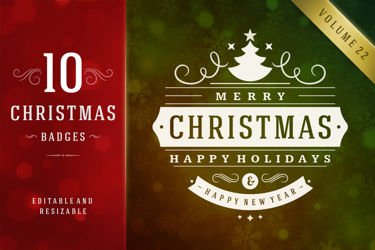 10 Christmas Logos and Badges, a Branding & Logo Template by Vasya Kobelev