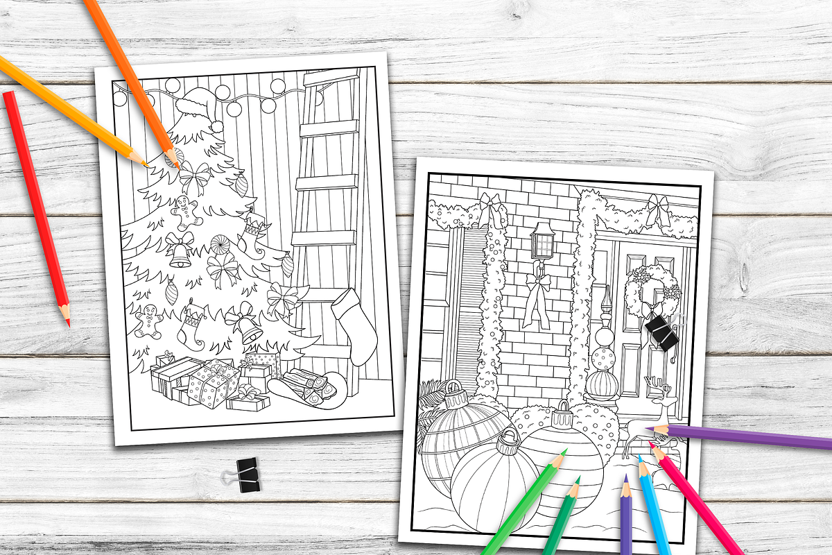 Christmas Decorations Coloring Page, a Decorative Illustration by ...
