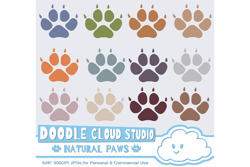 Natural Paw Prints Clipart Dog Cat, an Animal Illustration by Doodle ...