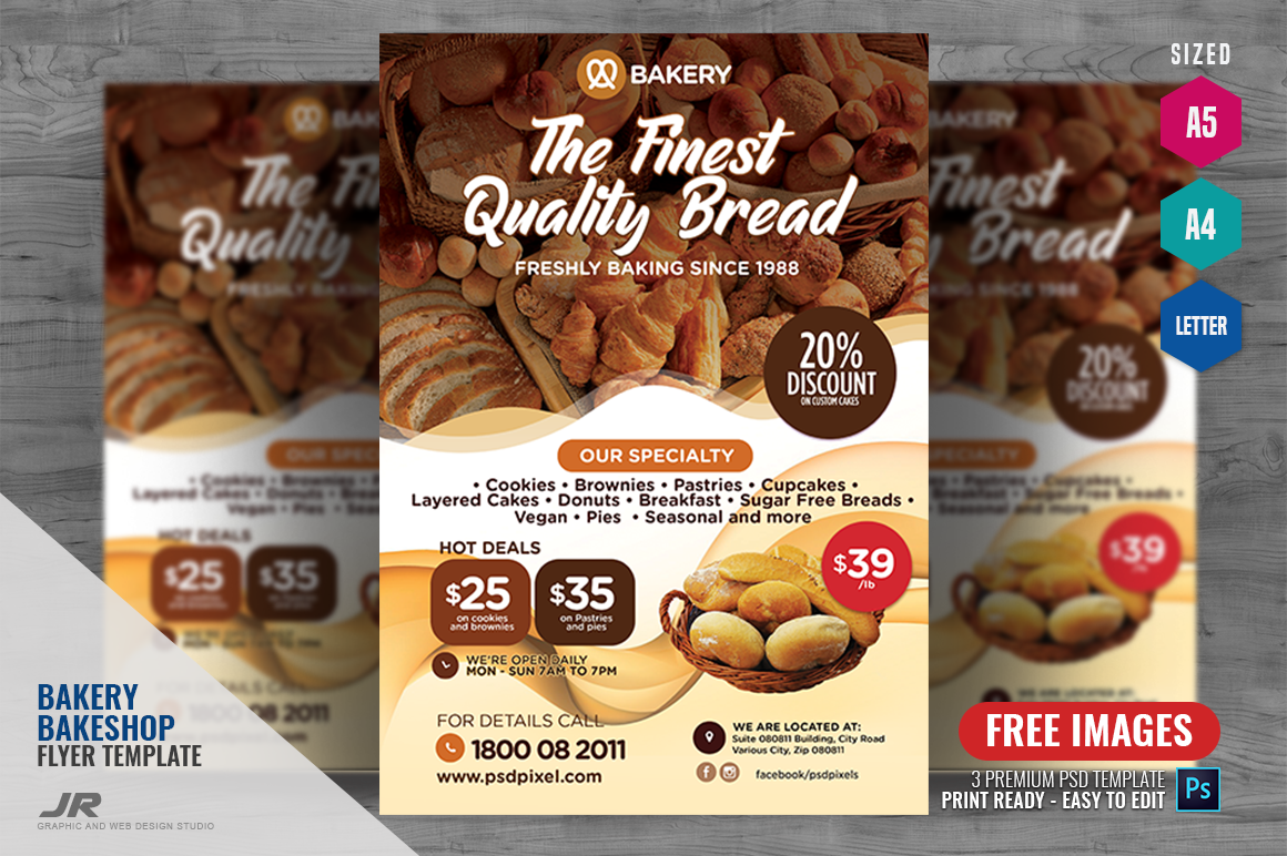 Bakeshop and Bakery Flyer, a Flyer Template by PSDPixel