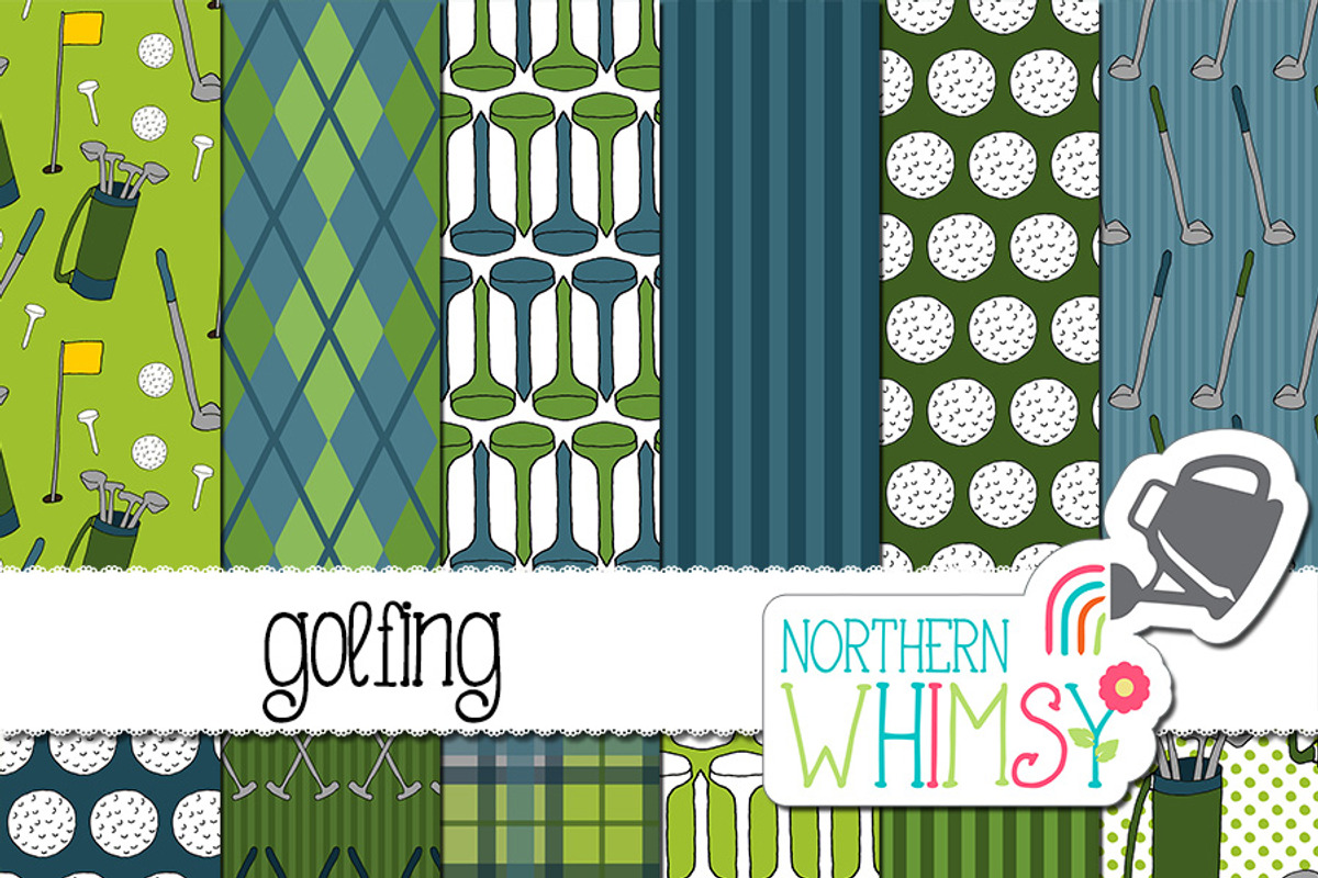 Golf and Golfing Patterns, a Pattern Graphic by Northern Whimsy Design