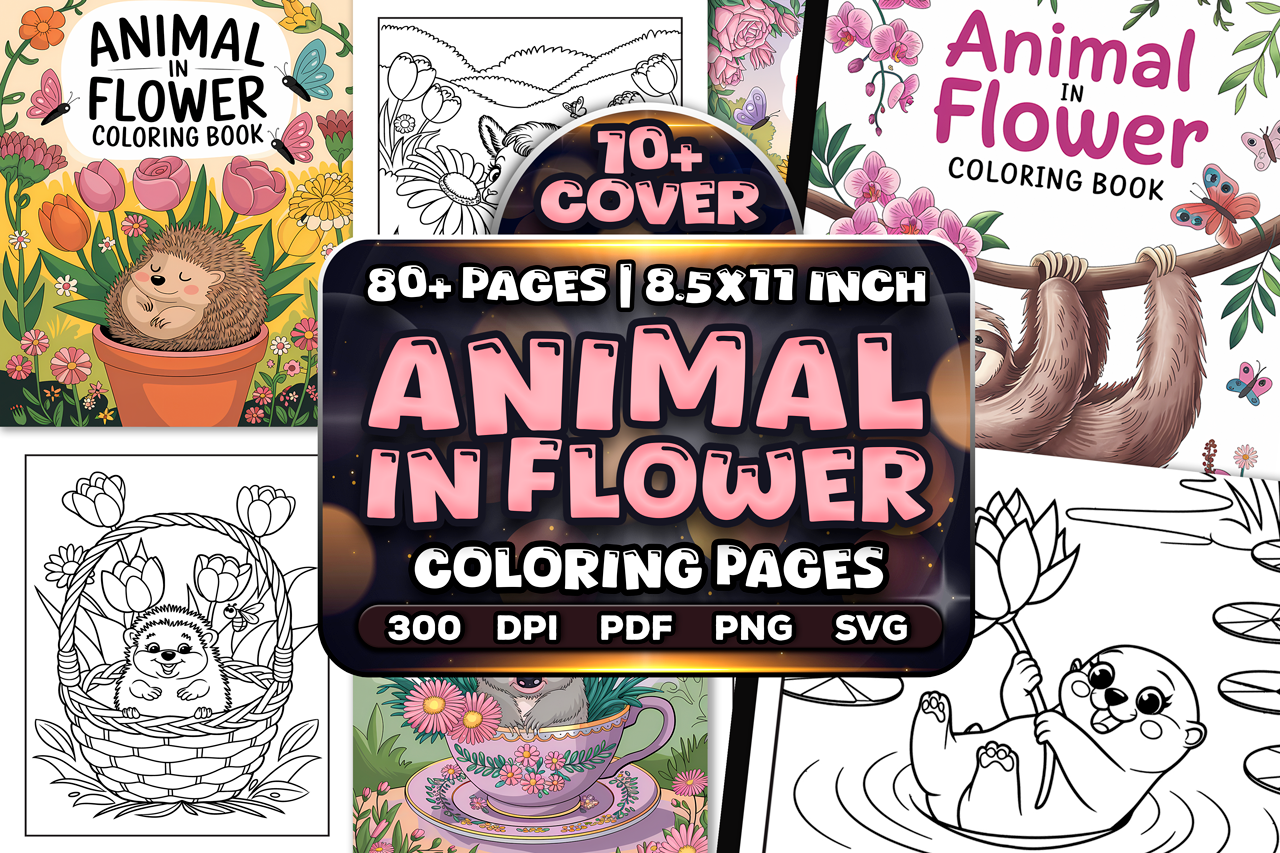 Animal in Flower Coloring Pages