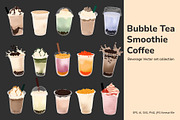 Bubble tea vector set
