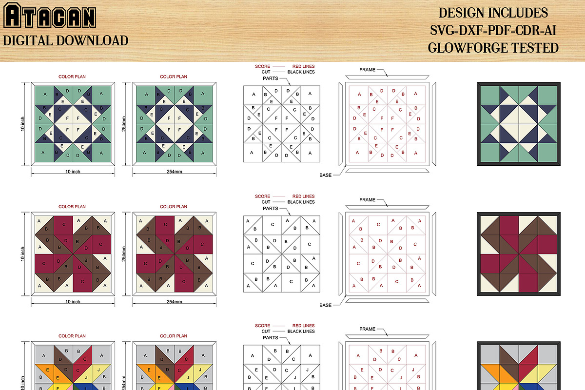 24 Barn Quilt Patterns, Quilt Blocks, a Pattern Graphic by AtacanDigital