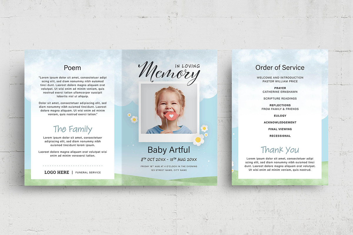 Child Baby Funeral Program, a Flyer Template by BrandPacks
