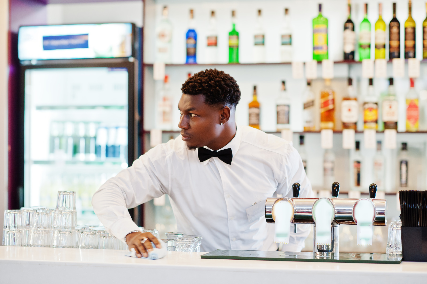 African american bartender wear on b featuring alcoholic, angle, and ...