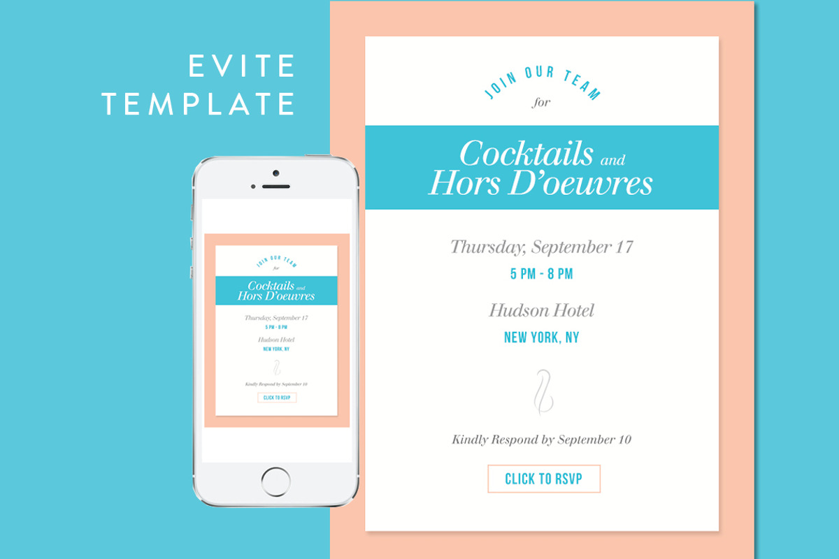 Cocktail Party Evite PSD Template, an Email Template by kaitlynrichert