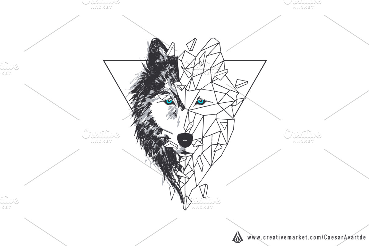 Geometric Wolf Illustration, an Animal Illustration by Avartde Creative