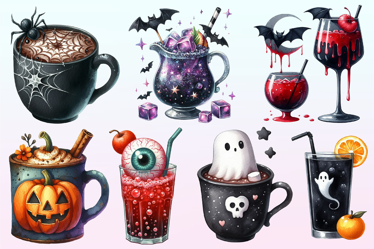 Halloween Drinks Clipart, a Graphic by CitraGraphics