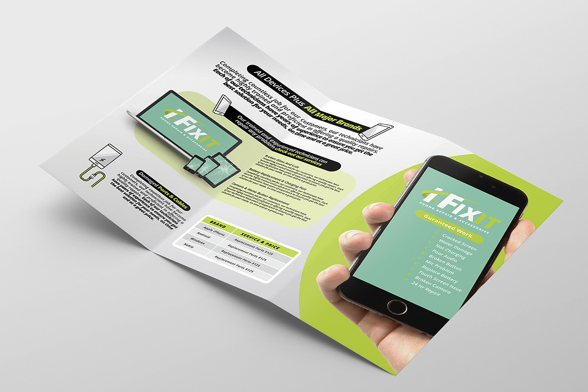 Phone Repair Shop Tri-Fold Brochure, a Brochure Template by BrandPacks