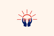 sun and hands vector template logo, a Branding & Logo Template by ...