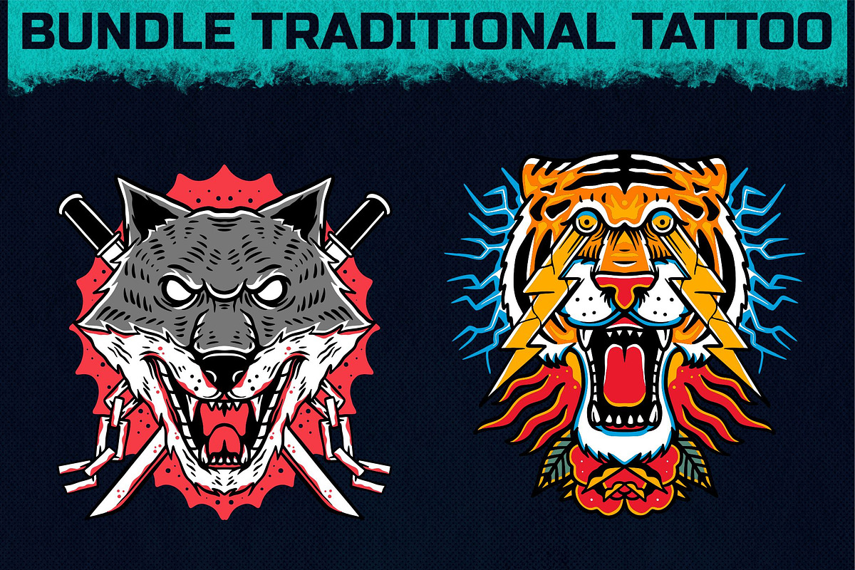 TRADITIONAL TATTOO BUNDLE, an Education Illustration by Blegh graphic