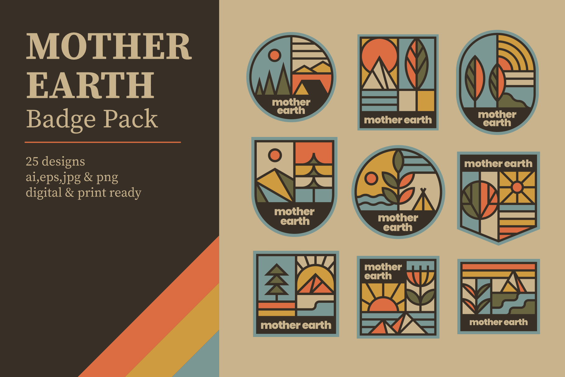 Mother Earth Badge Pack, an Illustration by tifftuff