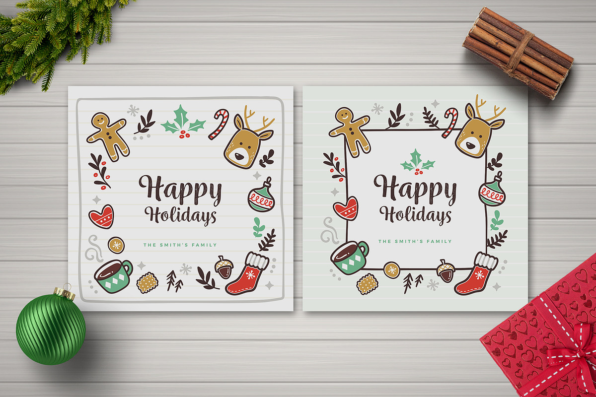 Holiday Social Media Posts & Card, a Card Template by VectorVactory