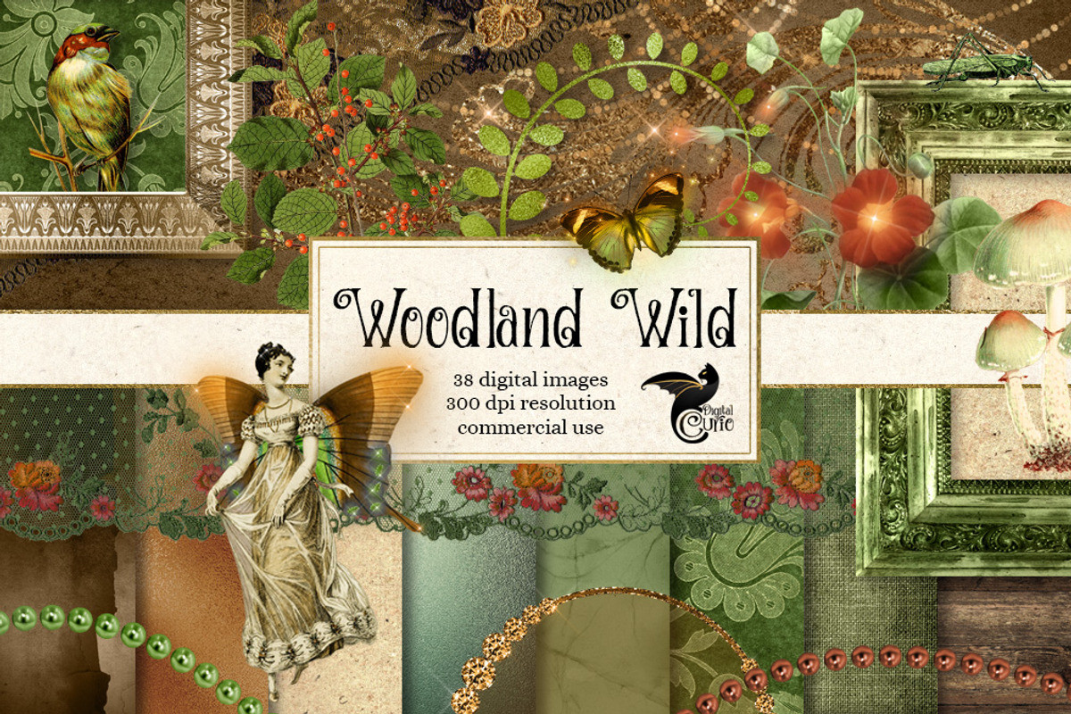 Woodland Wild Digital Scrapbook Kit, a Texture Illustration by Digital ...