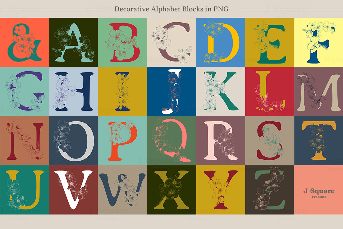 Hibiscus ClipArts & Alphabets, an Object Graphic by JSquarePresents