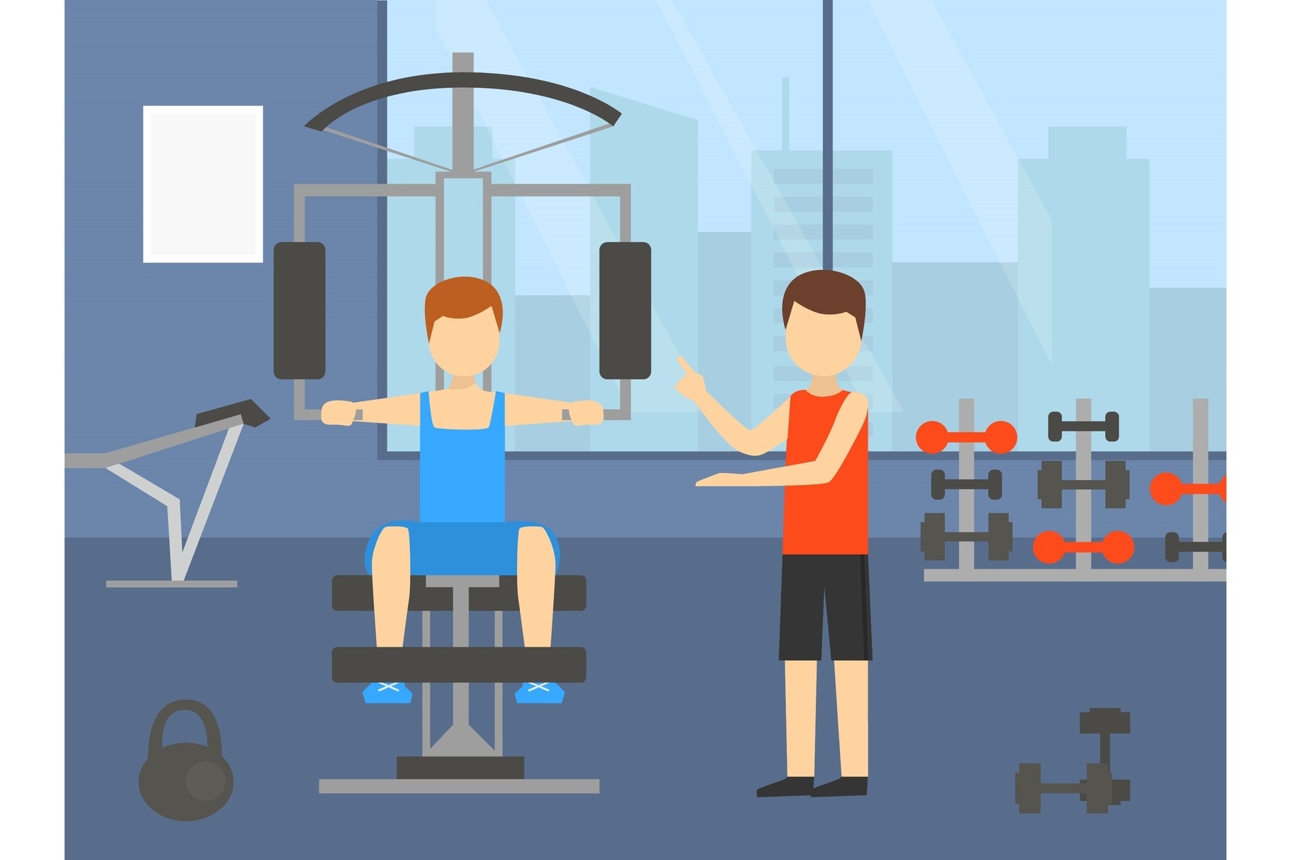 Man Training Chest Muscles on, a Healthcare Illustration by TopVectors