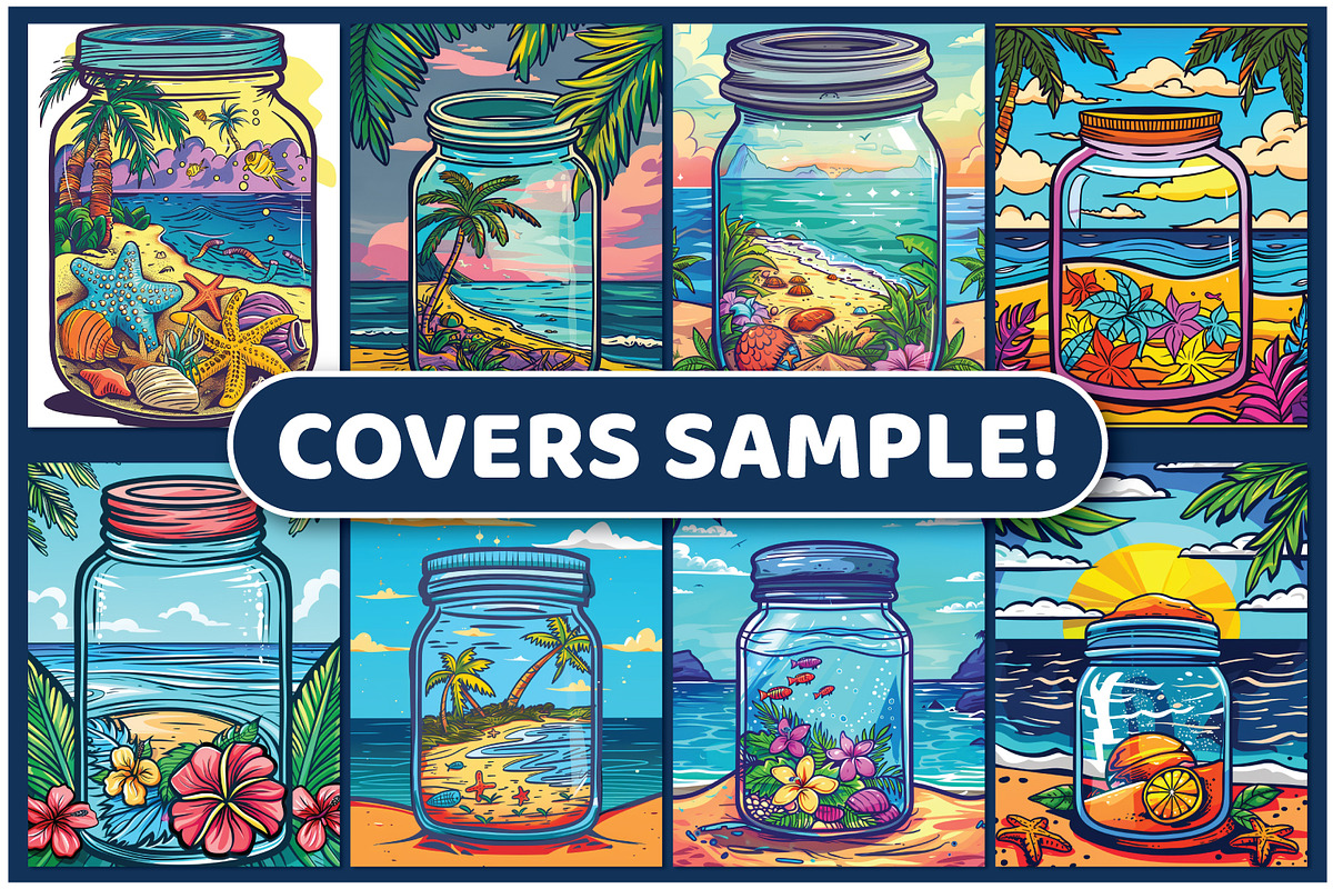 200 Beach in jar Coloring Pages, a Seasonal Illustration by BrightMart