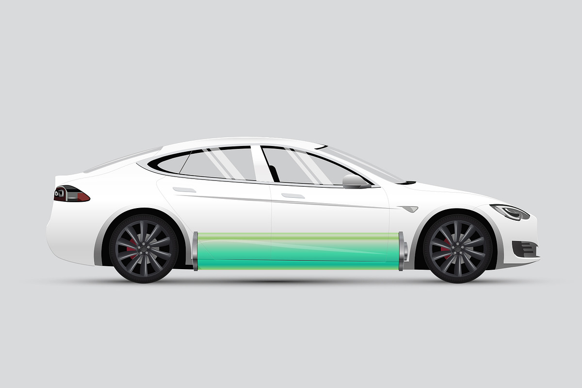 White electric car illustration. EV, a Technology Illustration by Crafter