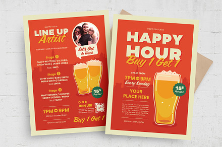 Happy Hour Flyer Set | Flyer Templates ~ Creative Market