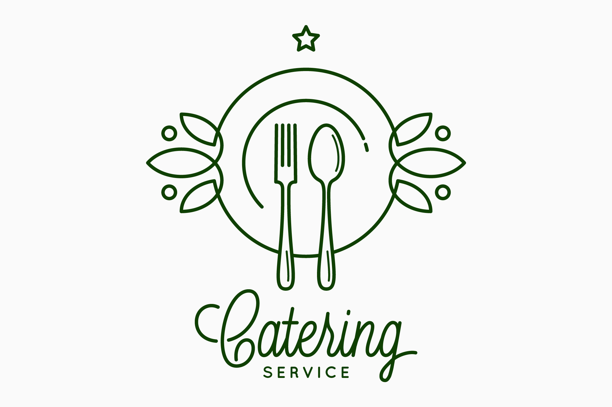 Catering linear logo with plate. | Food Illustrations ~ Creative Market