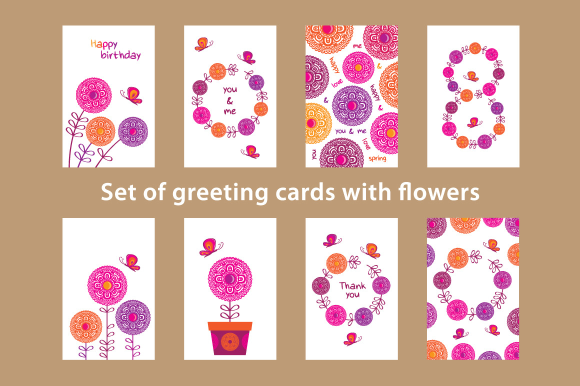 Greeting cards. Spring flowers. | Card Templates ~ Creative Market