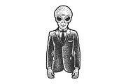 Alien businessman sketch vector, an Animal Illustration by AlexArt