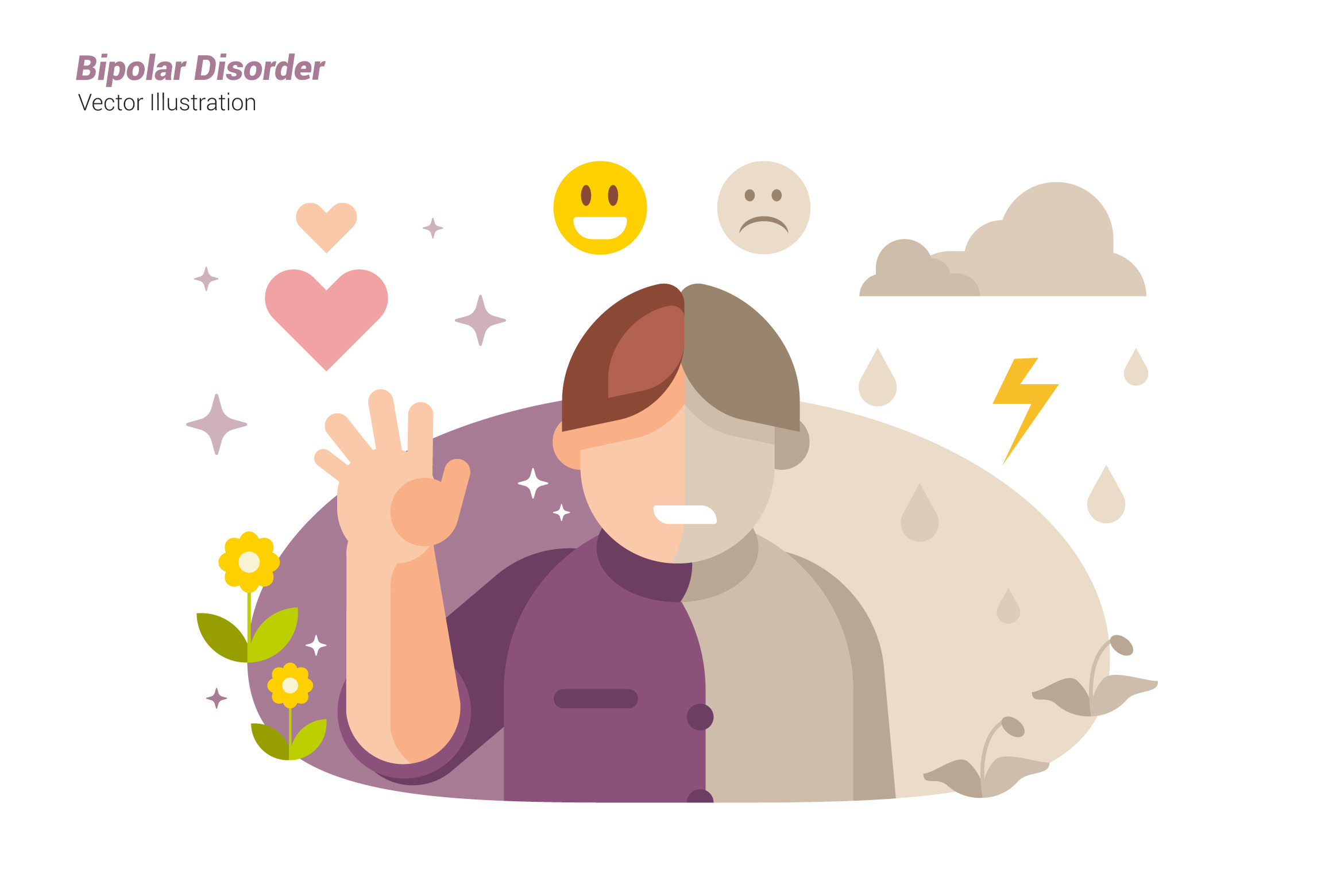 Bipolar Disorder-Vector Illustration, an Animal Illustration by AQR Studio