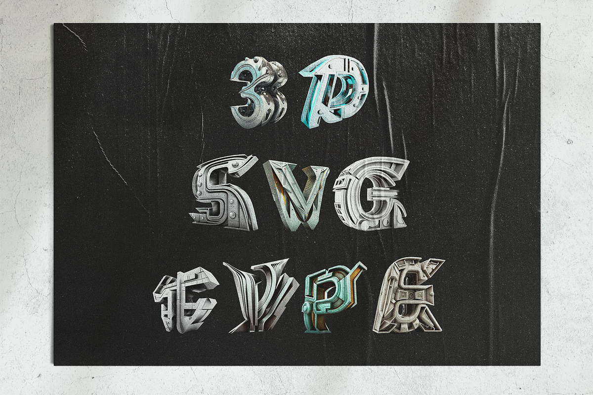 3D Headline Font, a Symbol Font by artyway