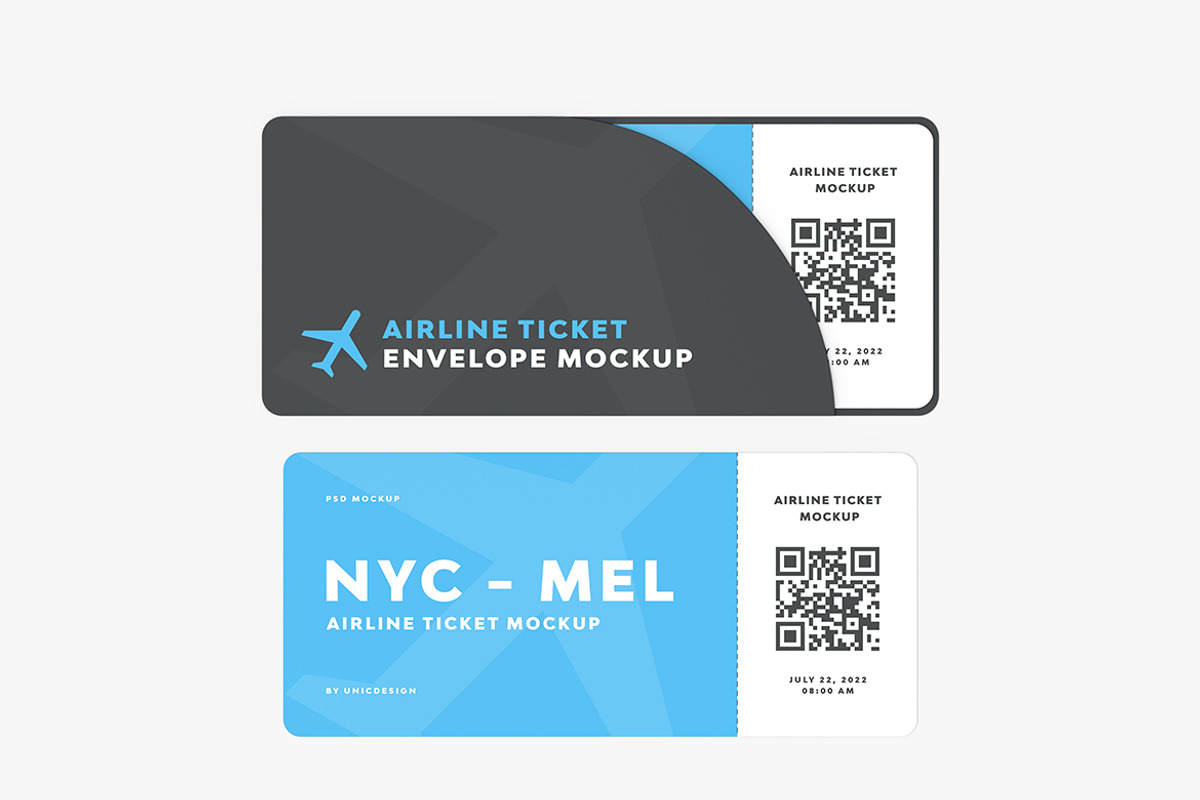 Airline Ticket Envelope Mockup, a Mockup by UnicDesign