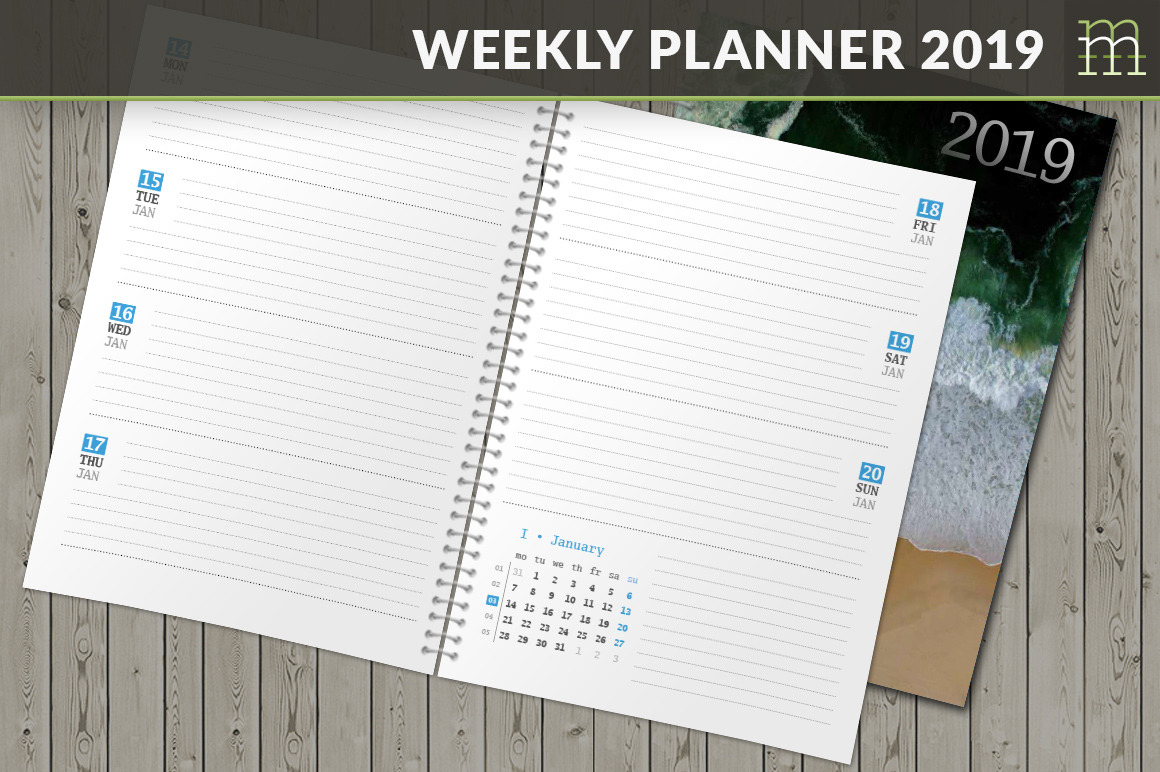 Weekly Planner 2019 (WP008-19-1), a Stationery Template by mikhailmorosin