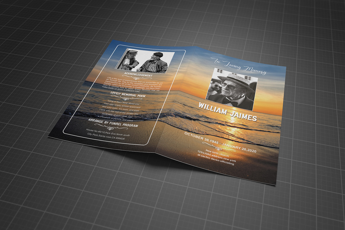 Sunset Printable Funeral Program