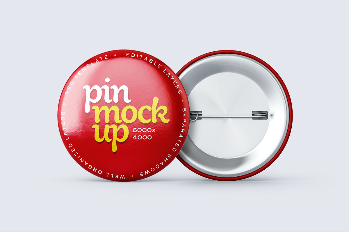 Pin Button Mockup Set, an Advertising Mockup by Deeplab