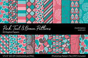 Pink, Teal & Brown Digital Papers | Graphic Patterns ~ Creative Market