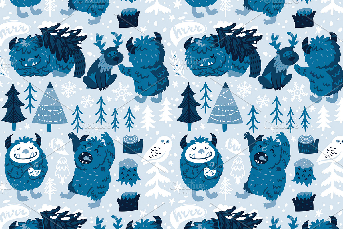Hello Yeti, a Pattern Graphic by PenguinHouse | Creative Market