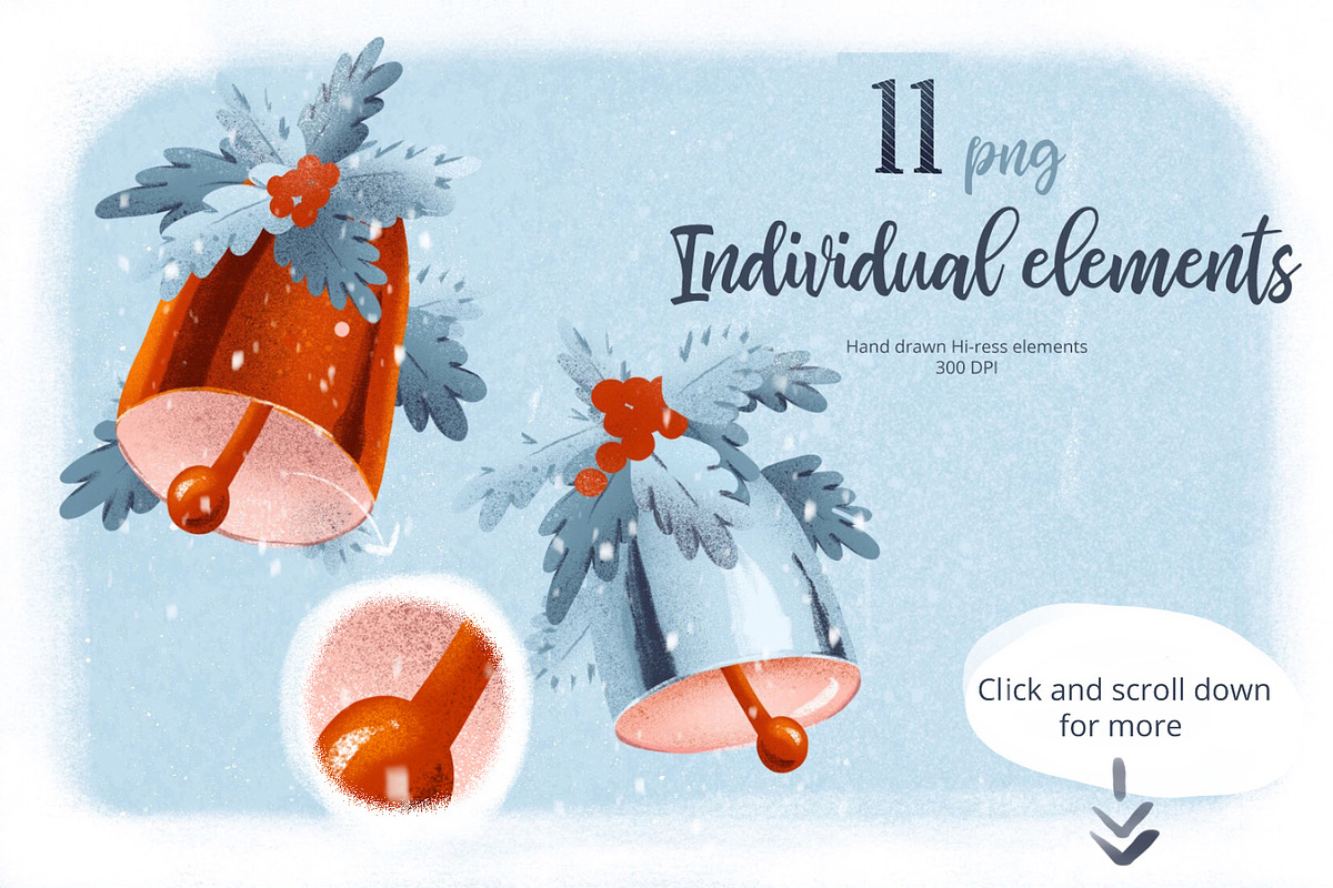 Hand drawn Christmas clipart Set, a Decorative Illustration by Neutral ...