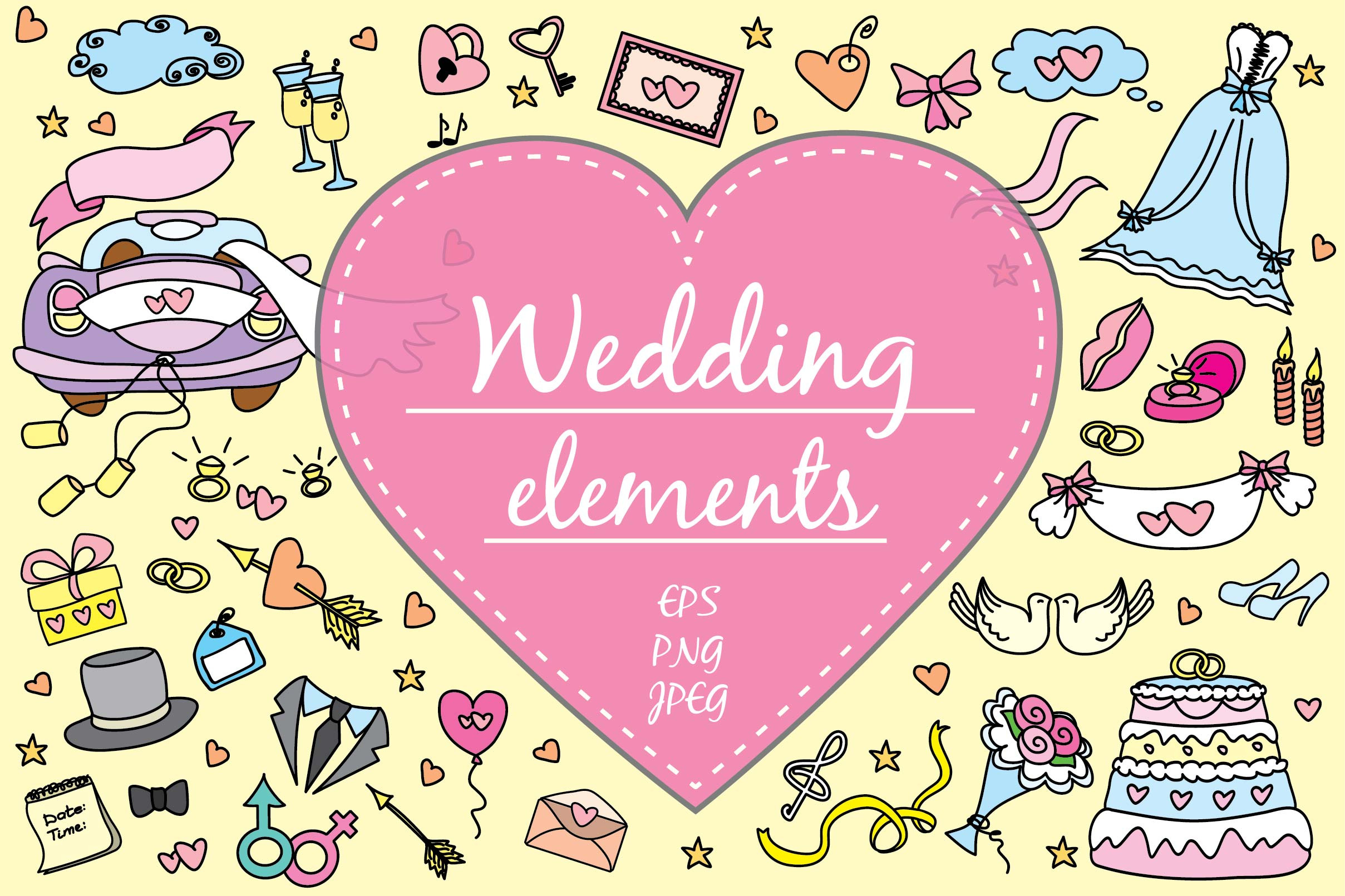 Big set- Wedding elements, a Decorative Illustration by naum_studio