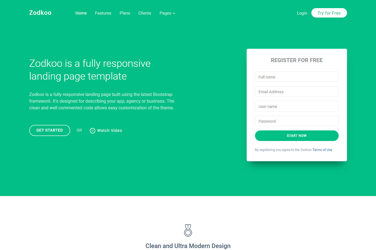 Zodkoo - Multipurpose Landing Page, a Bootstrap Template by Coderthemes