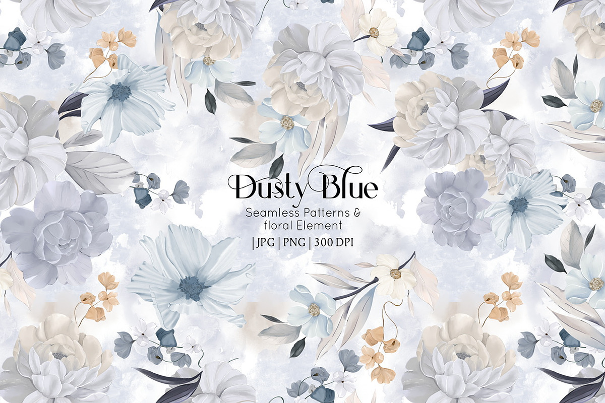 Dusty blue Pattern Collection | Creative Market