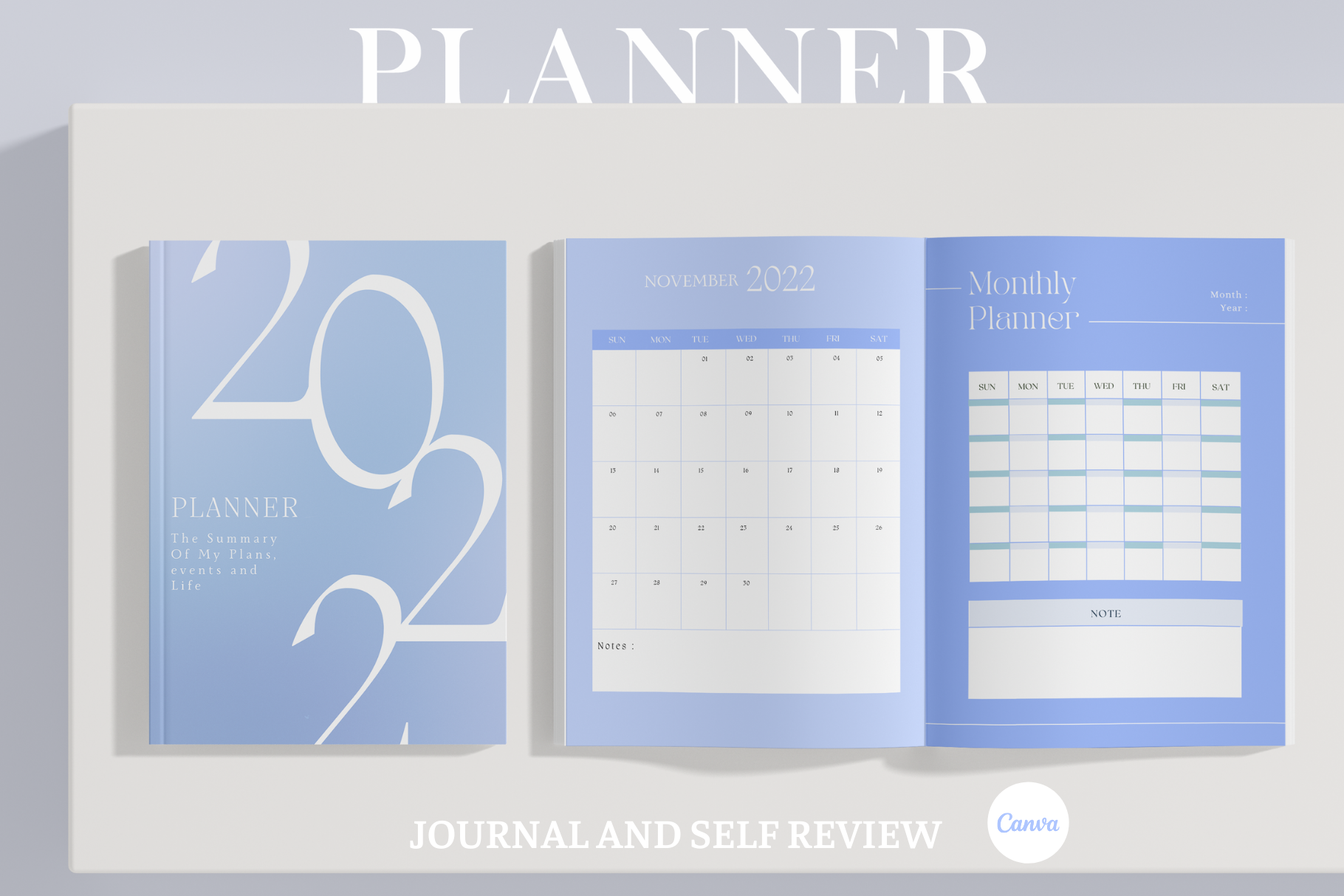 Blue Planner&Journal Canva Template