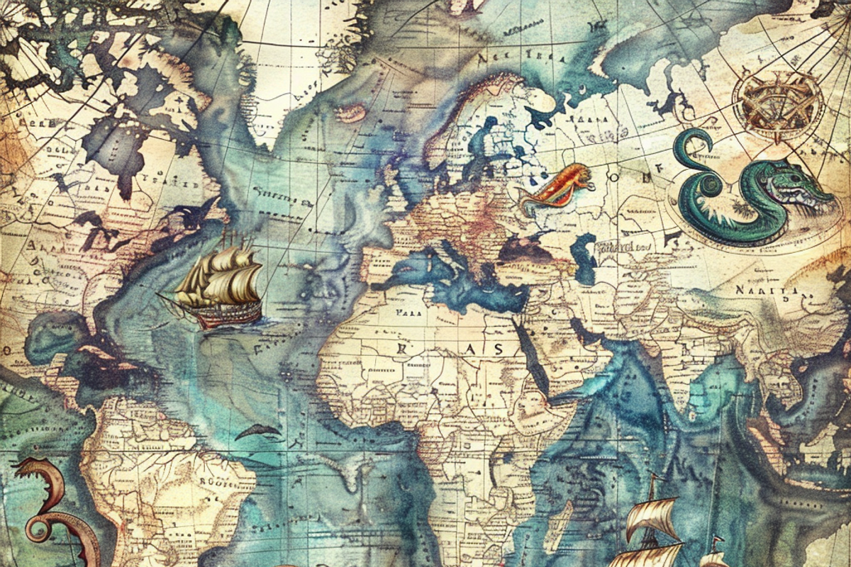 Watercolor Antique Nautical Map