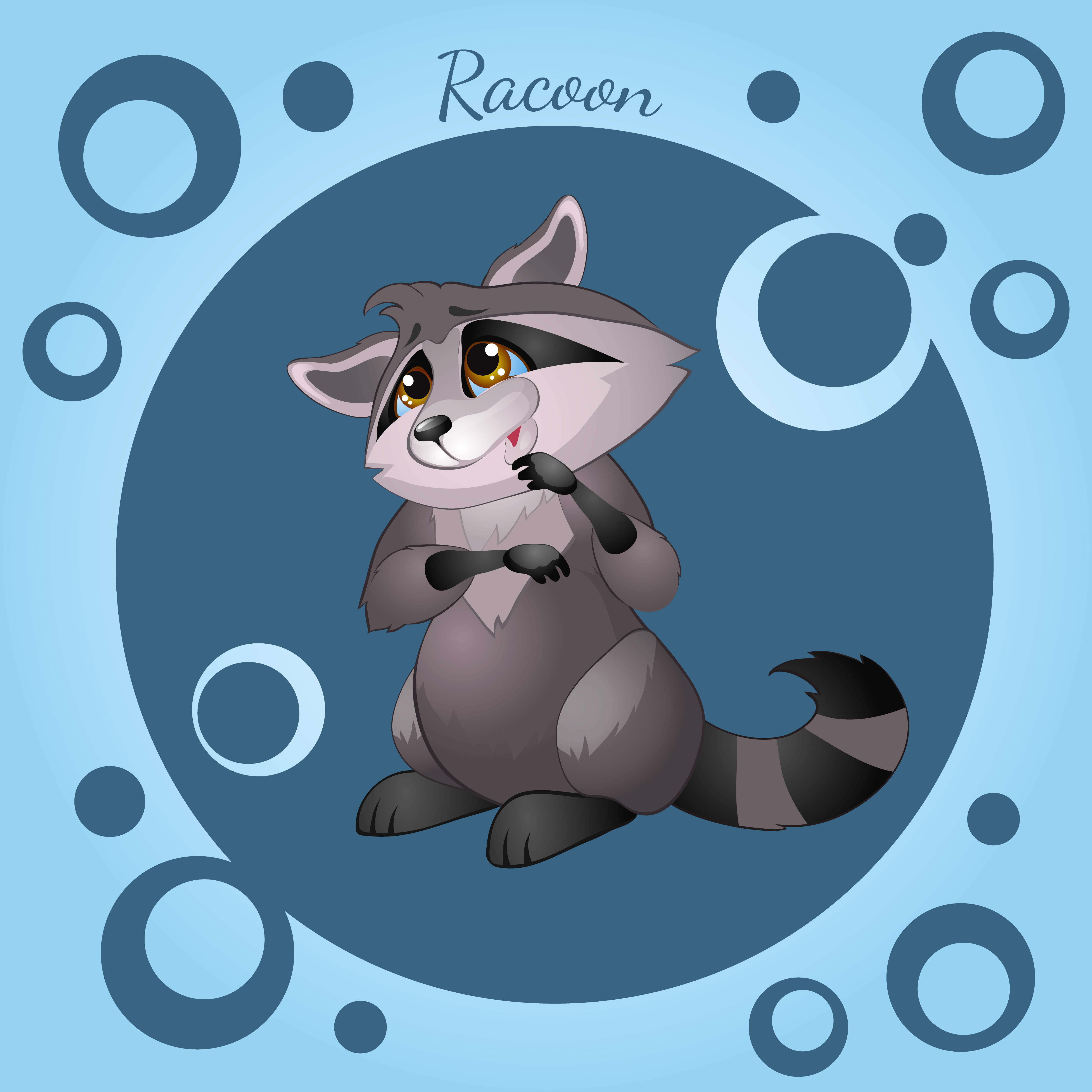 Cute raccoon in cartoon style, an Animal Illustration by ...