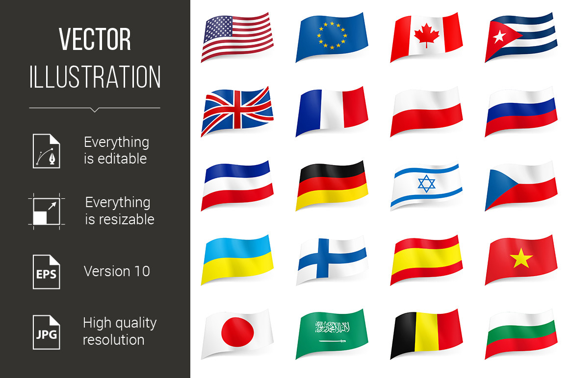Set of World flags icons, a Graphic by DvargShop