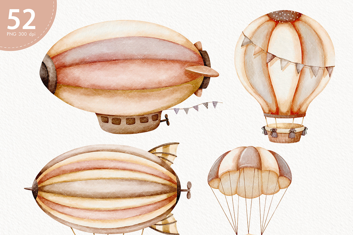 Watercolor Air Transport Clipart, a Transportation Illustration by ...