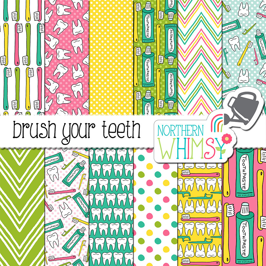 Tooth / Teeth Patterns, a Pattern Graphic by Northern Whimsy Design