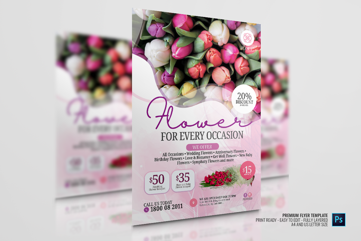 Flower for all Occasion Flyer, a Flyer Template by PSDPixel