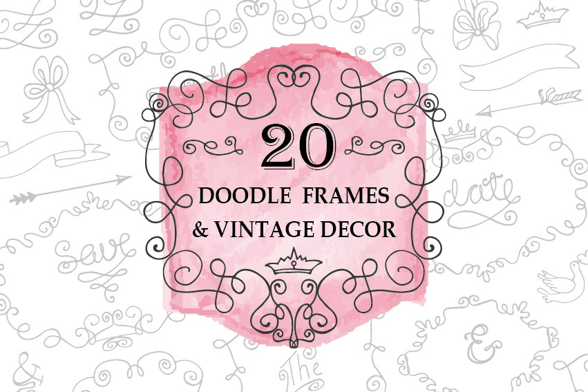Doodle swirling frames.Vintage set | Graphic Objects ~ Creative Market