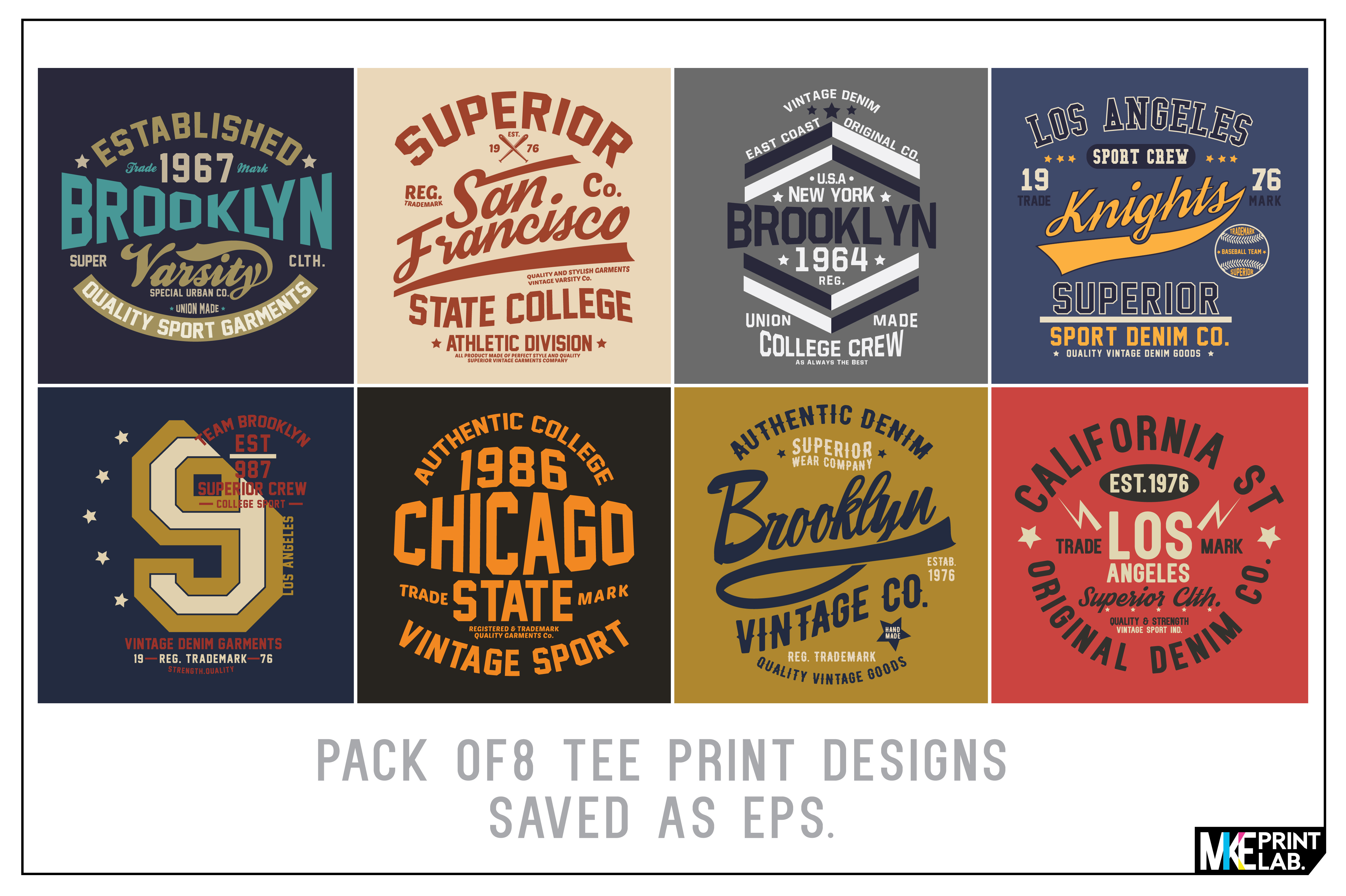 PACK OF 8 TEE PRINT DESIGNS | Illustrations ~ Creative Market