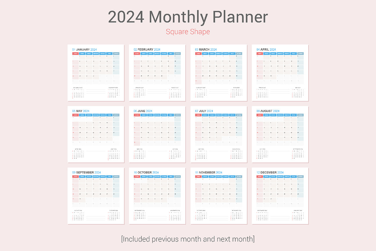 2024 Simple Calendar [Sunday], a Stationery Template by WORAKAMON ...