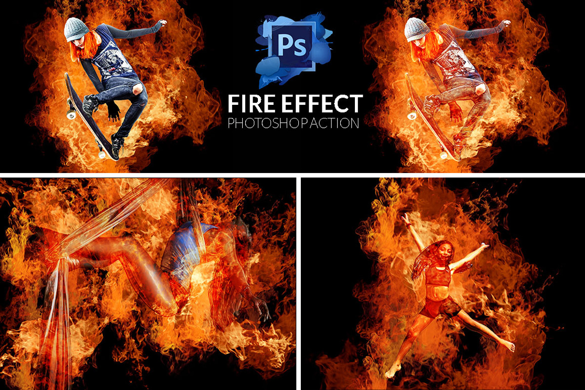 Realistic Fire Photoshop Action, an Action Add-On by designvillage
